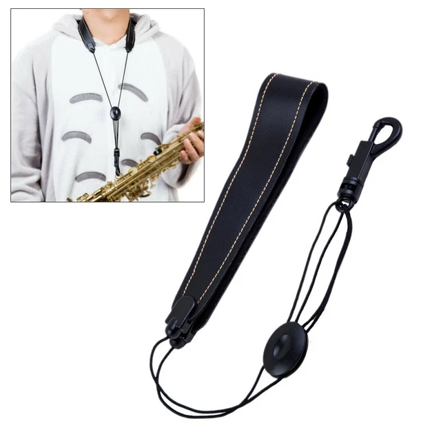 RÉGLABLE CUIR SAXOPHONE Neck-Strap Pivotant Crochet For-Soprano Alto ...