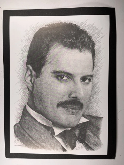 JONATHAN WOOD COLLECTION Freddie Mercury Pencil Drawing Original Print ...