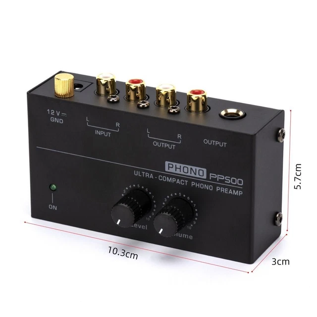 ULTRA-COMPACT PP500 PHONO Preamp with Level Volume Control Phono ...