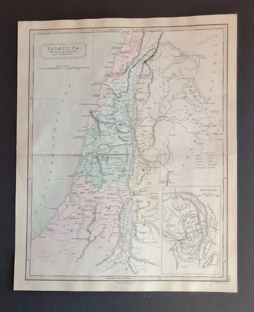 ANTIQUE (1851) MAP of Palaestina - Palestine ' in times of Christ ...