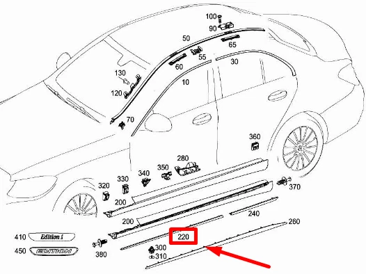 NEW MERCEDES-BENZ C W205 Front Left Rocker Panel Trim A2056906102 ...