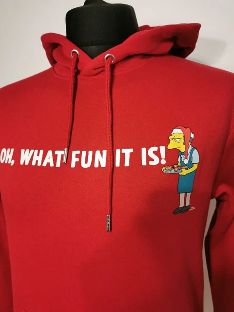 THE SIMPSONS RED Christmas Hoodie Jumper size XS Adult Moe Szyslak £9. ...