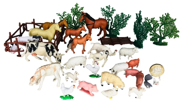 FARM ANIMAL TOYS Bundle Vintage Old Toy Action Figure Farm Animal ra £ ...