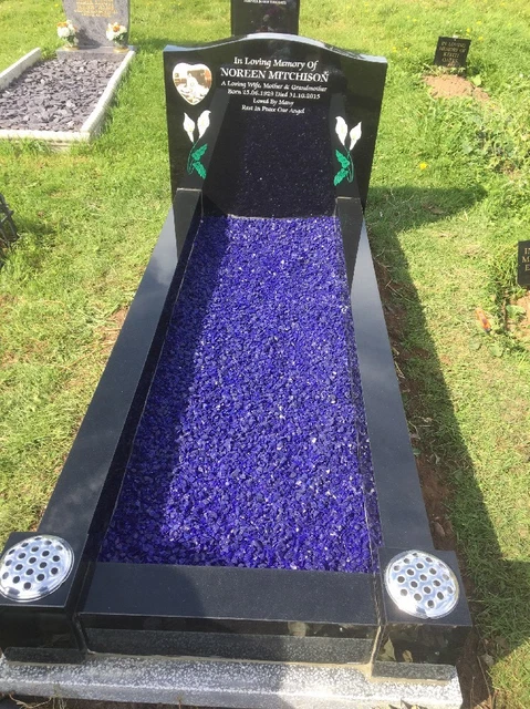 BLACK GRANITE MEMORIAL Headstone Kerbset £2,350.00 - PicClick UK