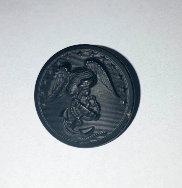 VINTAGE WWLL US Marine Officer Uniform Button, Black with Pressed Eagle ...