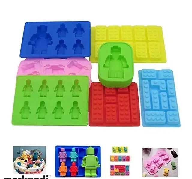 BUILDING BRICK ICE Moulds, 7PCS Silicone Robot/Lego Bricks, Multi-Size ...