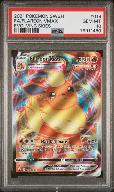 FLAREON VMAX 018/203 PSA 10 GEMMES COMME NEUF Full Art 2021 Pokémon Evolving Skies #18 EUR 48,74 ...