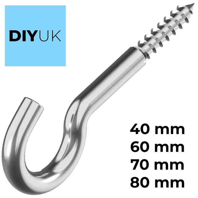 SCREW IN CEILING Cup Hooks Heavy Duty Plain Metric Wood Thread Zinc ...