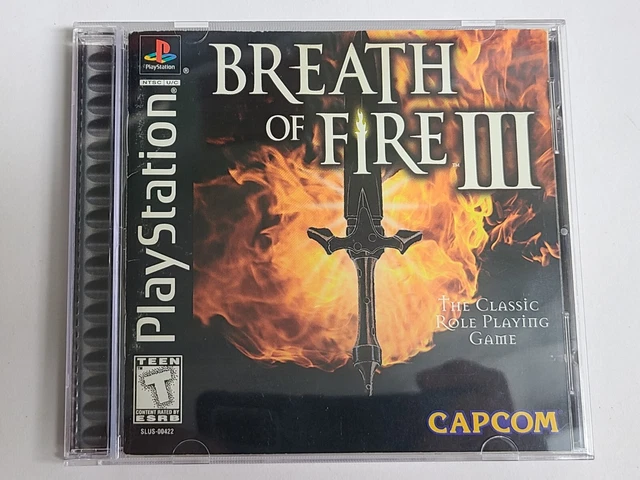 1998 CAPCOM SONY PS1 PlayStation Breath Of Fire III étiquette noire CIB ...