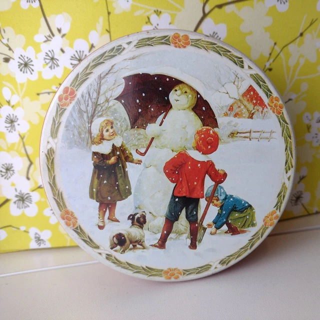 VINTAGE HUNKYDORY CHRISTMAS Tin Ernest Nister Victorian Scene Snowman ...