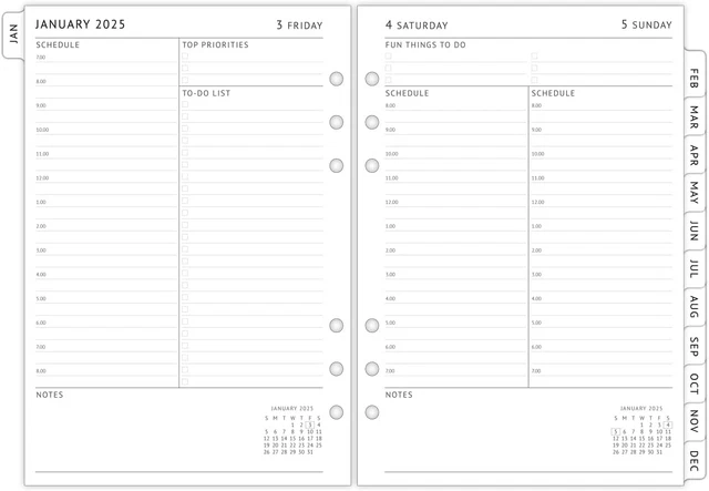 2025 DAILY PLANNER Refills A5 Size, Filofax Compatible - Day ...