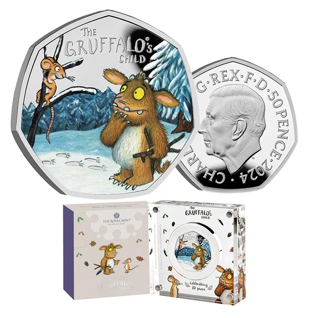 2024 50P GRUFFALO'S Child Coloured Silver Proof Coin in Box Limited ...