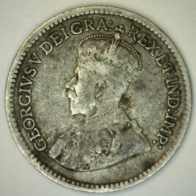 1920 CANADA SILVER 5 Cents Coin Circulated Fine Condition 5c Canadian ...