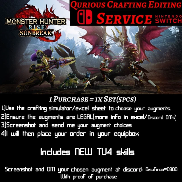 MONSTER HUNTER RISE Sunbreak Qurious Crafting Skill Editor! Nintendo ...