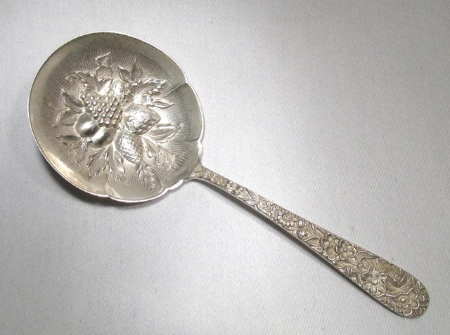 KIRK STEIFF REPOUSSE Sterling Silver Small Serving Spoon w/ Embossed ...