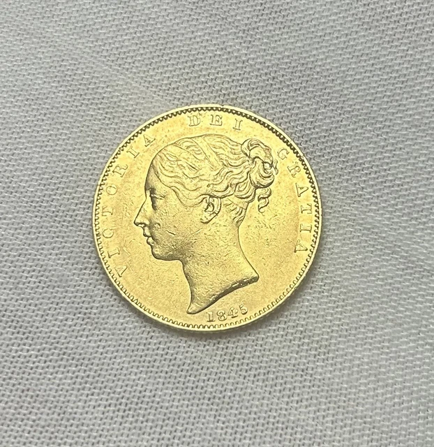 1845 QUEEN VICTORIA Full Gold Sovereign – Young Head Shield Back ...