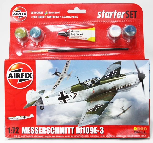AIRFIX 1:72 MESSERSCHMITT Bf109E-3 Starter Set Model Kit UNOPENED £5.00 - PicClick UK
