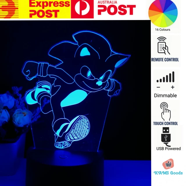 SONIC THE HEDGEHOG Acrylic LED 16 Colour Night Light Table Lamp Gift ...