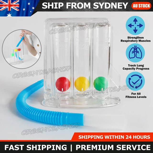 3 BALL SPIROMETER Trainer Reusable Breathing Lung Exerciser Therapy ...