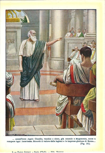 STAMPA ANTICA STORIA DI ROMA APPIO CLAUDIO al SENATO 1929 Old antique ...