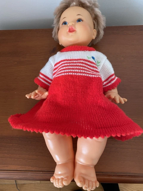 VINTAGE 1978 IDEAL Toy Corp. Play Doll Blue Eyes Beige Hair Red Dress ...