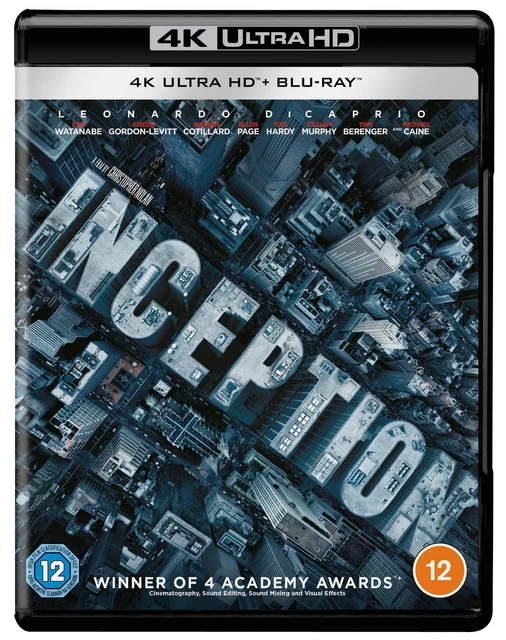 INCEPTION (4K UHD Blu-ray) Cillian Murphy Dileep Rao Elliot Page Ken ...
