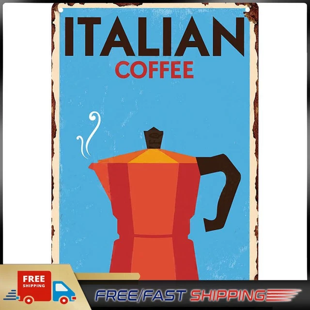 VINTAGE ITALIAN COFFEE Tin Wall Signs Bar Bedroom Decorative Metal ...