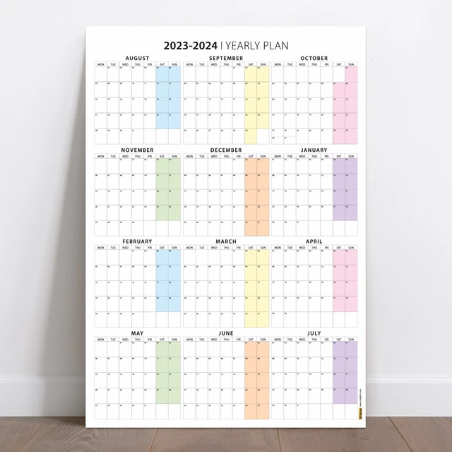 2023-2024 ACADEMIC WALL Calendar, August Start, Year Wall Planner Size ...