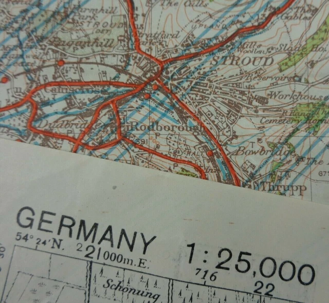 WW2 CAPTURED GERMAN Map of "MALMESBURY" etc re-used for the INVASION of ...