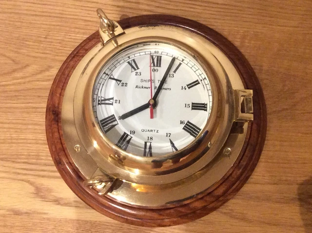 RICKMER RICKMERS SHIPS TIME CLOCK QUARTZ PORTHOLE MARINE HEAVY BRASS ...