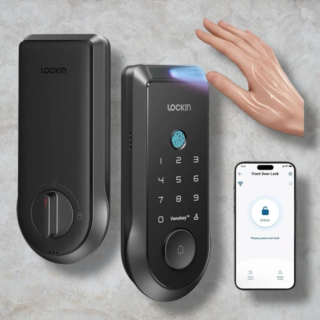 LOCKIN VENO SMART Lock - Touchless Palm Vein & Fingerprint Door Lock ...