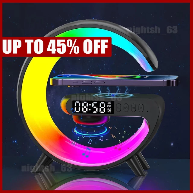 SMART G LAMP Wireless Charger Bluetooth Speaker RGB Alarm Clock Night ...