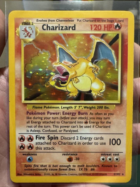 POKÉMON TCG CHARIZARD Base Set 4/102 Holo Unlimited Holo Rare UNGRADED ...