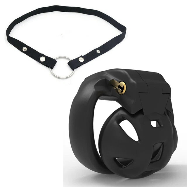 MALE NUB CHASTITY Device Super Small Cage Man Black Resin Lock Belt 4 ...