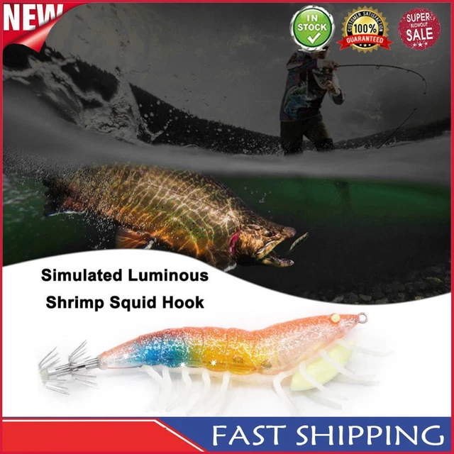 LUMINOUS WOOD SHRIMP Bait Squid Hook Jig Sea Cuttlefish Lures (Orange Blue) EUR 8,39 - PicClick FR