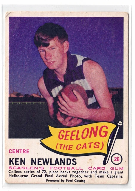 SCANLENS VFL AFL 1966 FOOTBALL FOOTY CARD KEN NEWLANDS GEELONG CATS 26 ...