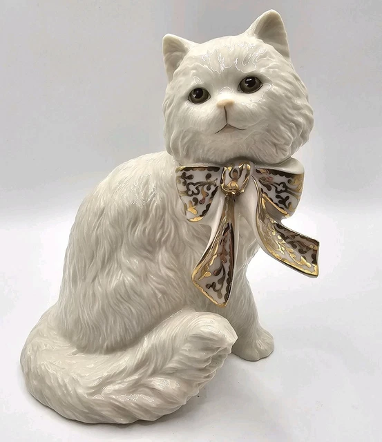 LENOX SITTING PRETTY Cat KITTEN Kitty 24K Gold Trim FIGURINE RETIRED 6 ...