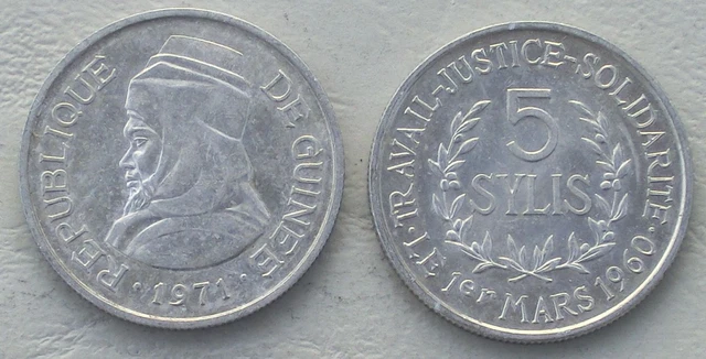 GUINÉE 5 SYLIS Monnaie De Cours 1971 KM# 45 Splendide. EUR 10,87 ...