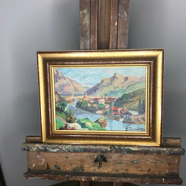 TABLEAU N29 TRÈS belle huile sur carton moutiers savoie de paul jouvet ...