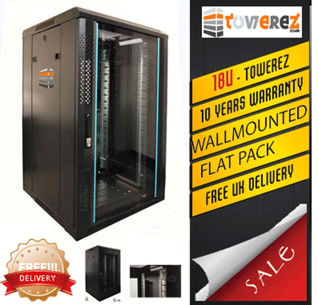 18U SERVER RACK DATA WALL CABINET 19 INCH 600 (W) x440 (D) x1000 (H ...