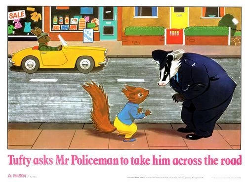 VINTAGE ORIGINAL Tufty Road Safety Poster 1960'S Not Reproduction 20" X ...