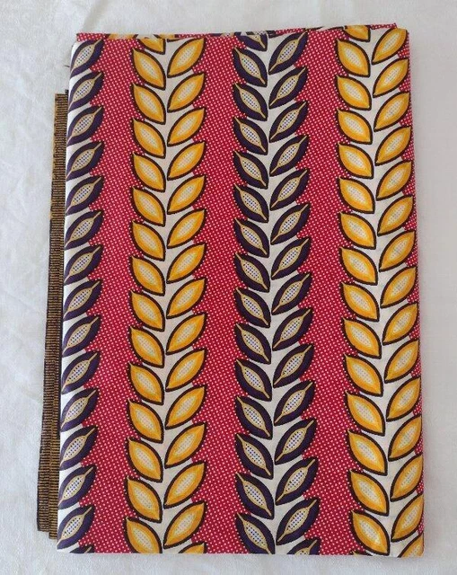 VINTAGE VERITABLE SUPER Java Block Print Fabric Red Yellow Retro ...