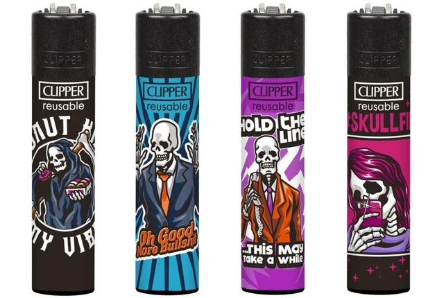 FUNNY SKULLS CLIPPER LIGHTERS - Refillable Gas Lighter Rare CLIPPERS £9 ...