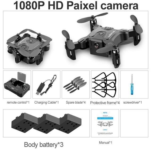 DRONE MINI WIFI Camera Rc Fpv Quadcopter Foldable HD 4DRC-V2 Selfie V2 ...