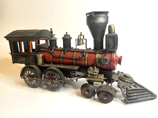 LARGE VINTAGE METAL Steam Train Locomotive Tinplate Model - Collectible ...