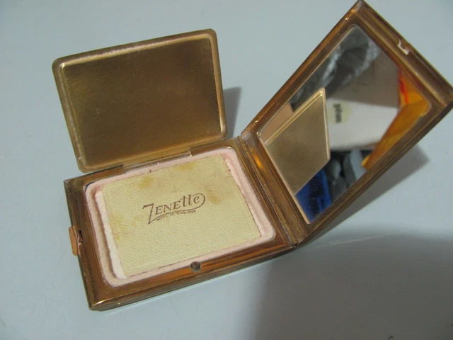 VINTAGE 1950'S ZENETTE Powder Compact Gold Tone In As Shown Condition ...