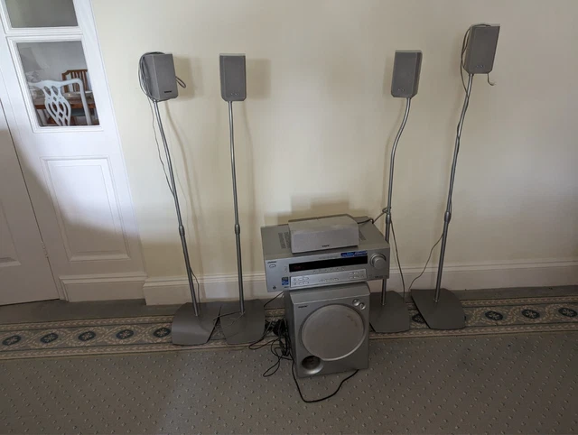SONY SURROUND SOUND System 80W x5 +100W Speakers on stands £25.00 ...