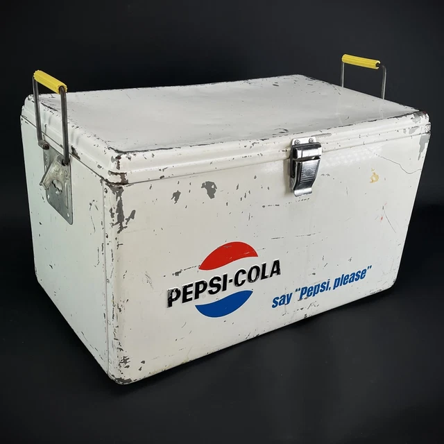 ORIGINAL MID CENTURY Pepsi Cola Cooler Drink Case Blue Ice Cool 50er £ ...