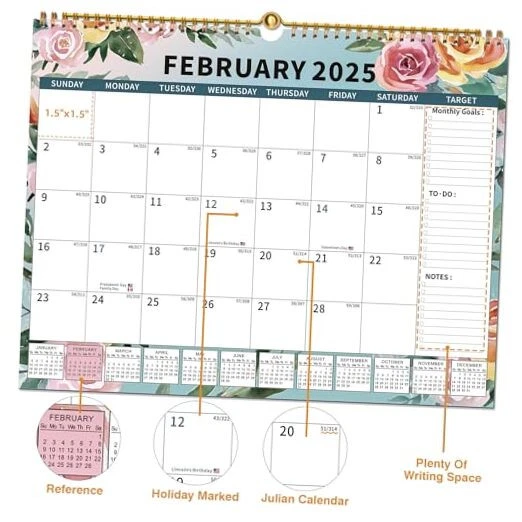 2025 CALENDAR, WALL Calendar 2025-2026 Planner Hanging Spiral Bound ...