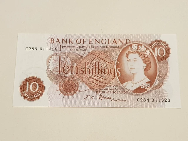 ORIGINAL UNCIRCULATED BRITISH 10 Shilling Banknote - J.S. Fforde £10.00 ...